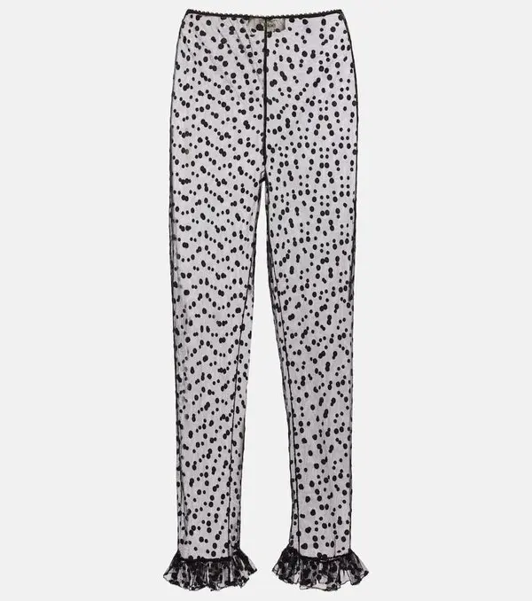 Chloé Polka-dot Cotton-blend Tulle Straight Pants