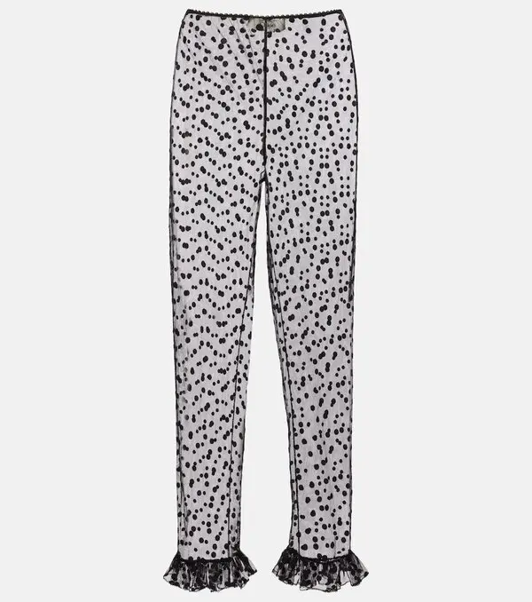 Chloé Polka-dot Cotton-blend Tulle Straight Pants - Black