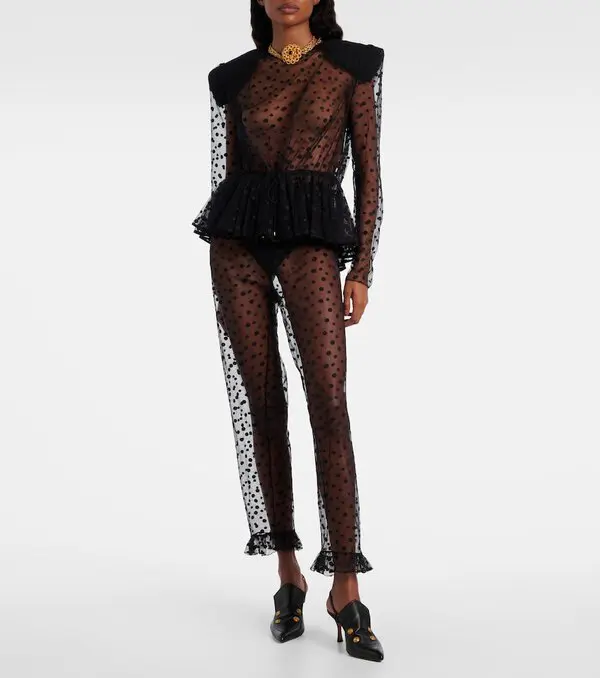 Chloé Polka-dot Tulle Straight Leg Pants