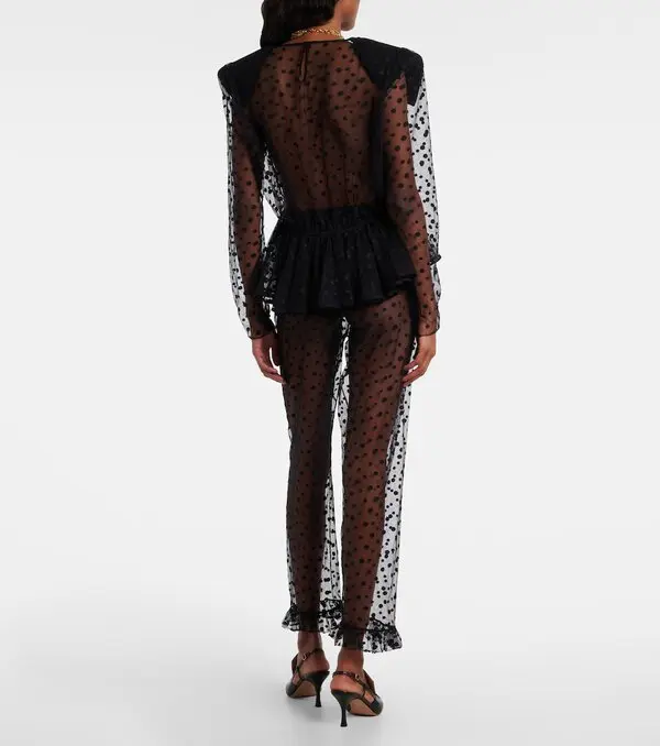Chloé Polka-dot Tulle Straight Leg Pants