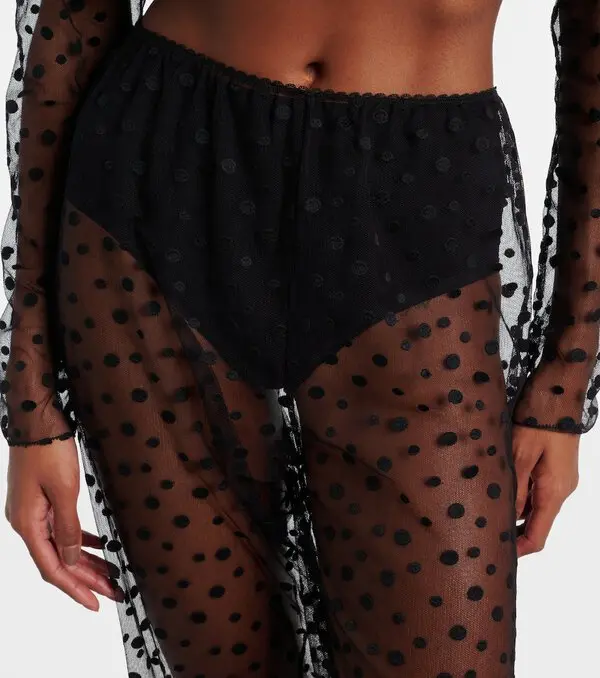 Chloé Polka-dot Tulle Straight Leg Pants