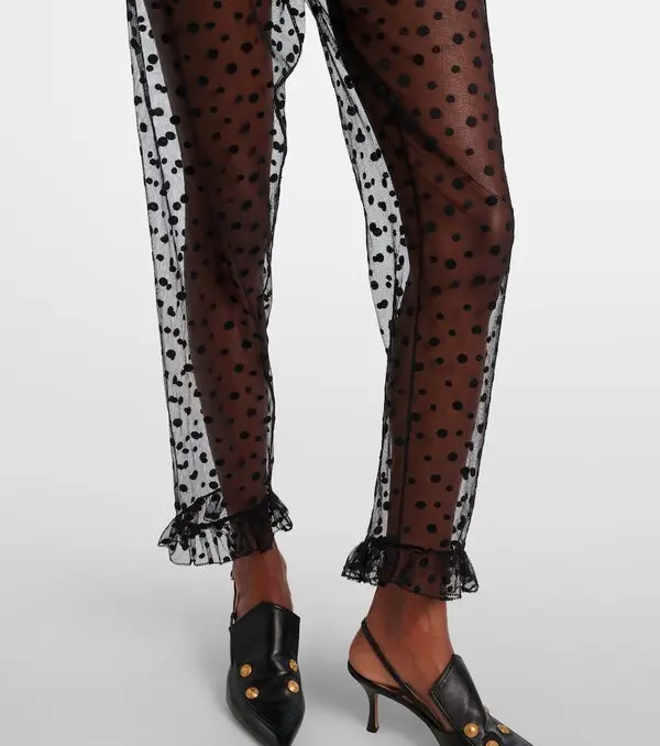 Chloé Polka-dot Tulle Straight Leg Pants