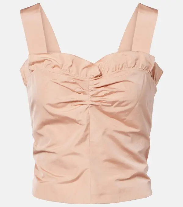 Chloé Gathered Ruffled Taffeta Crop Top - Pink