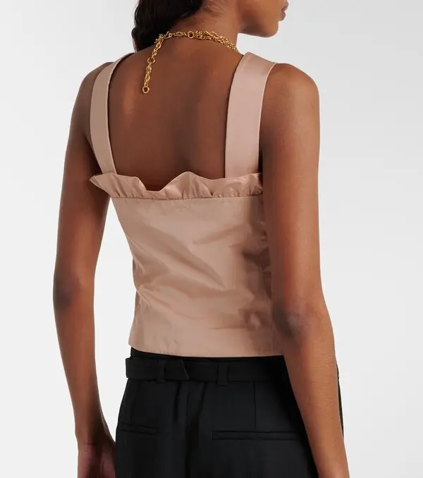 Chloé Gathered Ruffled Taffeta Crop Top