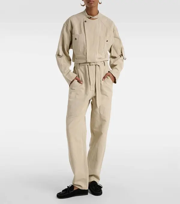 MARANT ETOILE Nessime Cotton And Linen Jumpsuit - Beige