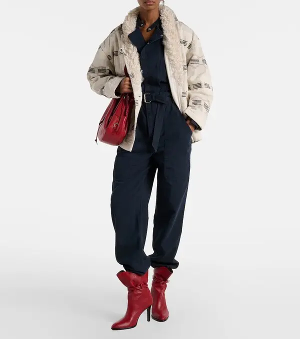 MARANT ETOILE Belted Cotton And Linen Jumpsuit - Black