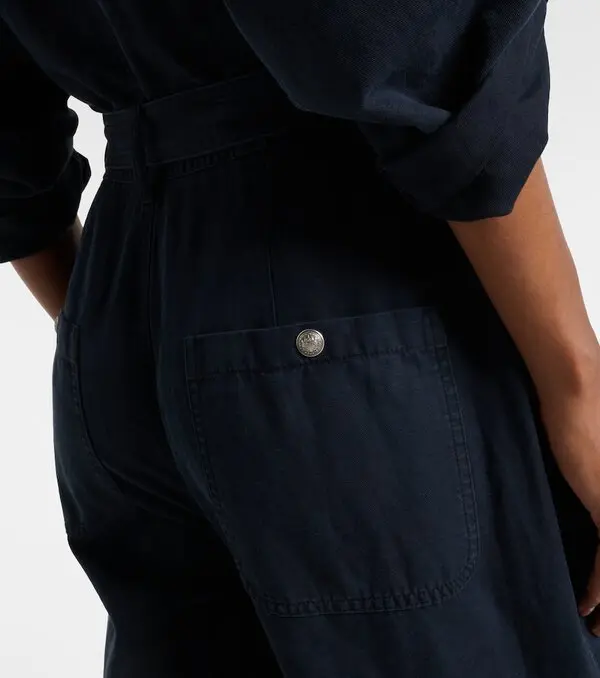 MARANT ETOILE Belted Cotton And Linen Jumpsuit - Black