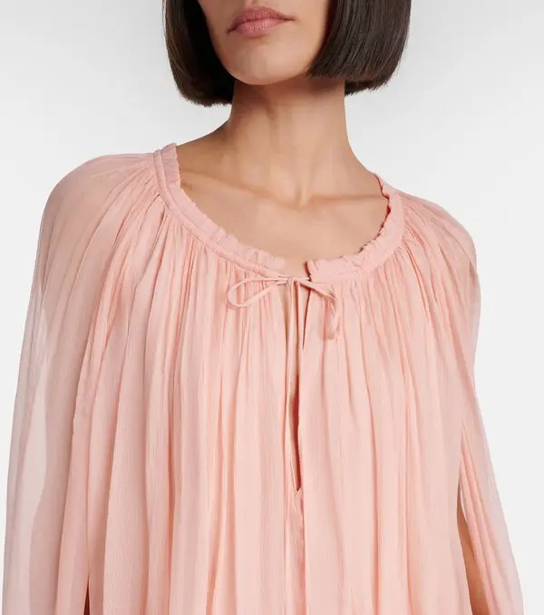 Chloé Caped Ruffled Silk Muslin Minidress - Pink