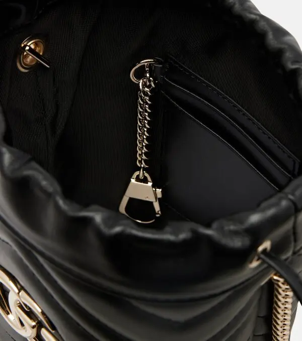 Gucci Gg Marmont Small Leather Bucket Bag - Black