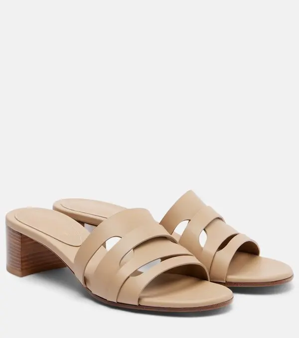 GIANVITO ROSSI Nora Leather Mules - Beige