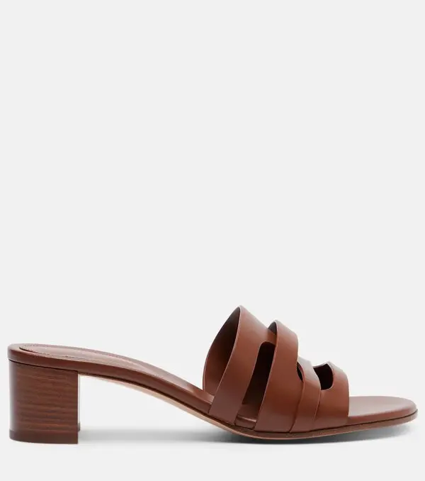 GIANVITO ROSSI Nora Leather Mules - Brown