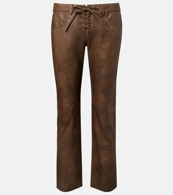 Isabel Marant Étoile Vanel Leather Straight Pants - Brown