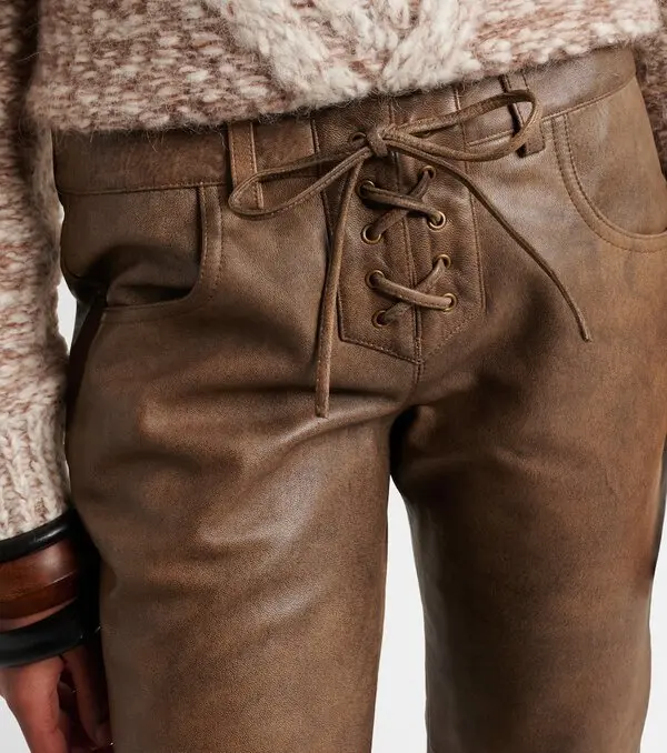 Isabel Marant Étoile Vanel Leather Straight Pants - Brown