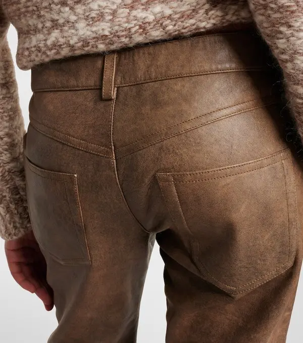Isabel Marant Étoile Vanel Leather Straight Pants - Brown