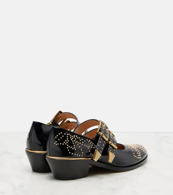 Chloé Studded Mary Jane Pumps - Black