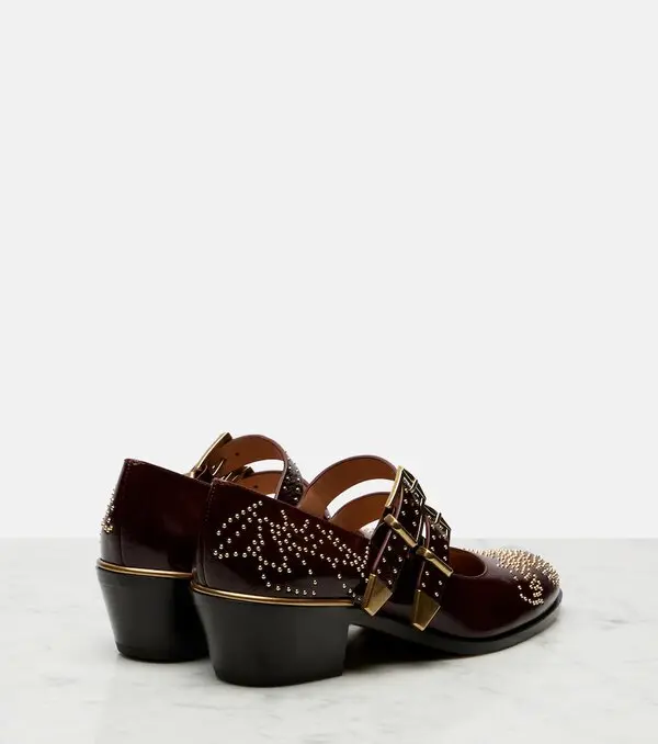 Chloé Susanna Mary Jane Pumps With Studs And Buckle Fastening - Brown