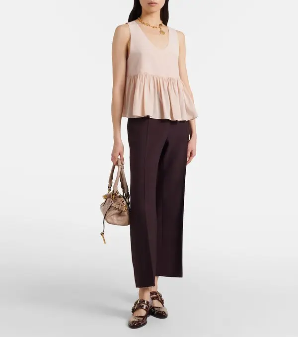 Chloé Susanna Studded Leather Mary Jane Pumps - Brown