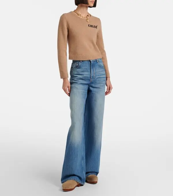 Chloé Jeannette 40 Embellished Suede Clogs - Beige