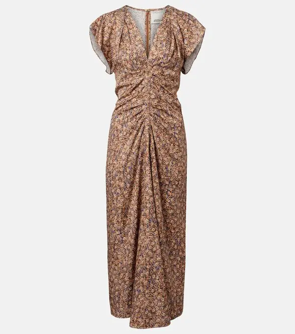 Isabel Marant Étoile Lyndsay Floral Gathered Midi Dress - Multicoloured
