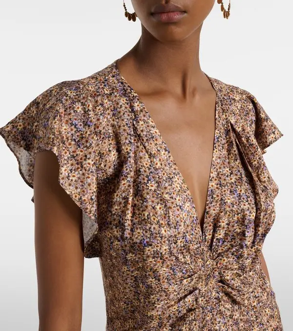 Isabel Marant Étoile Lyndsay Floral Gathered Midi Dress - Multicoloured