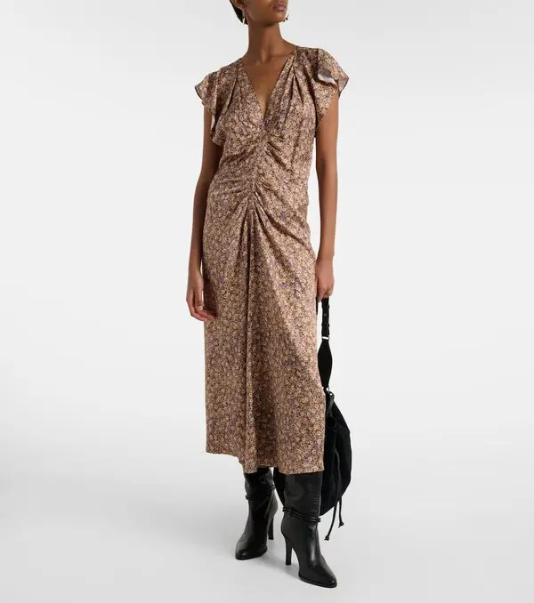 Isabel Marant Étoile Lyndsay Floral Gathered Midi Dress - Multicoloured