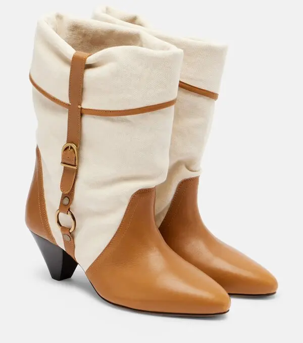 Isabel Marant Étoile Darner 55 Leather-trimmed Ankle Boots - Brown