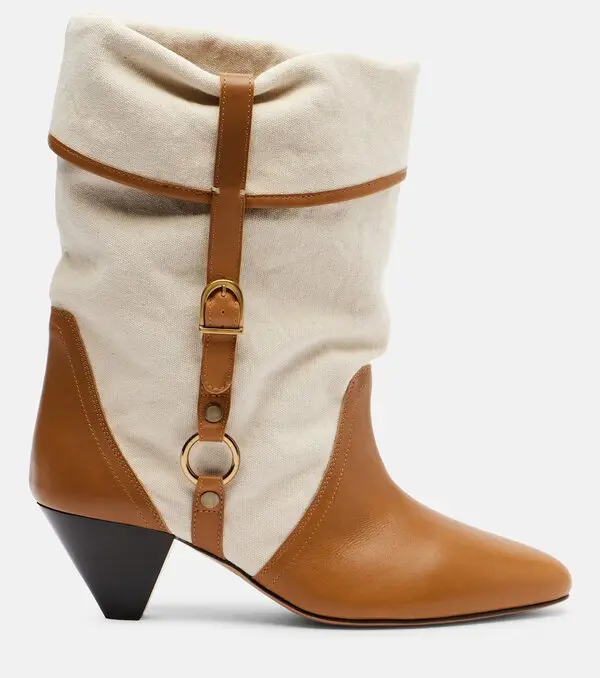 Isabel Marant Étoile Darner 55 Leather-trimmed Ankle Boots - Brown