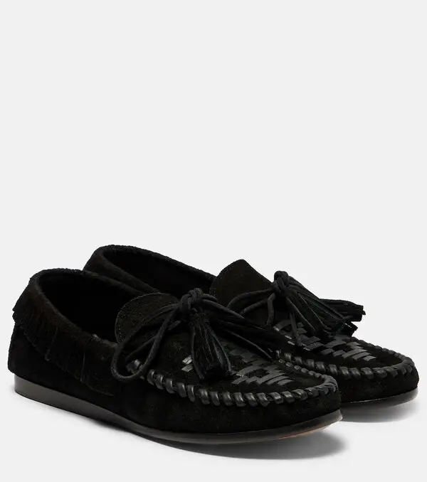 Isabel Marant Étoile Fitza Fringed Suede Moccasins - Black