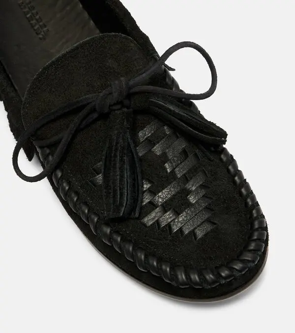 Isabel Marant Étoile Fitza Fringed Suede Moccasins - Black