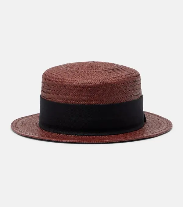 Loro Piana Elena Straw Sun Hat - Burgundy