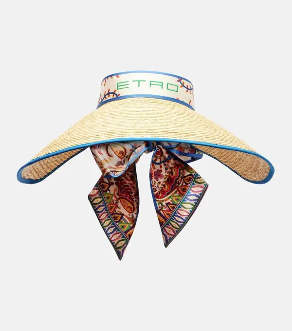 Etro Logo Straw Visor - Multicoloured