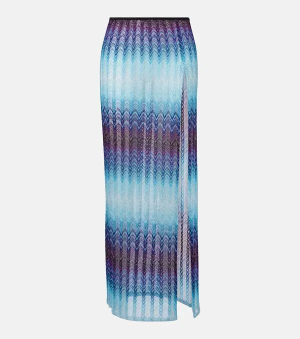 Missoni Zig-zag Lamé Maxi Skirt - Blue