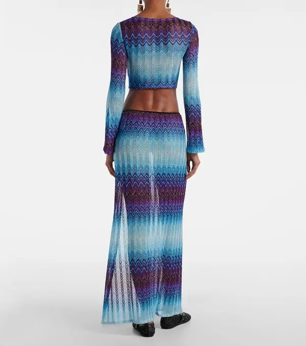 Missoni Zig-zag Lamé Maxi Skirt - Blue