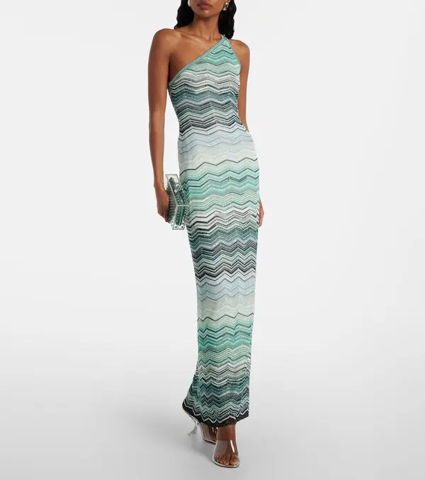 Missoni Zig-zag Lamé Maxi Dress - Blue