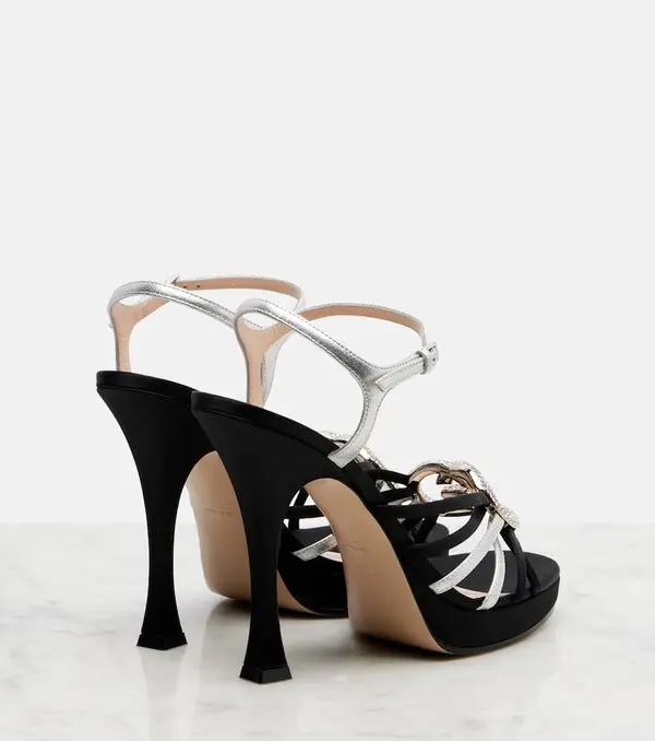Gucci Interlocking G Satin And Leather Sandals