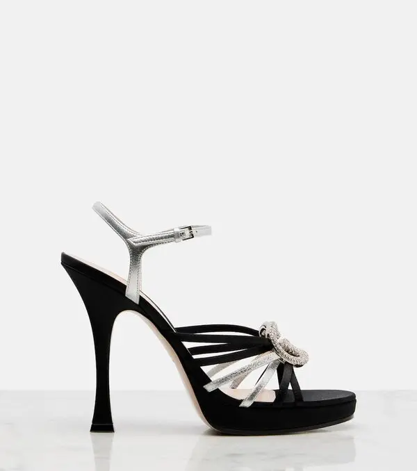 Gucci Interlocking G Satin And Leather Sandals
