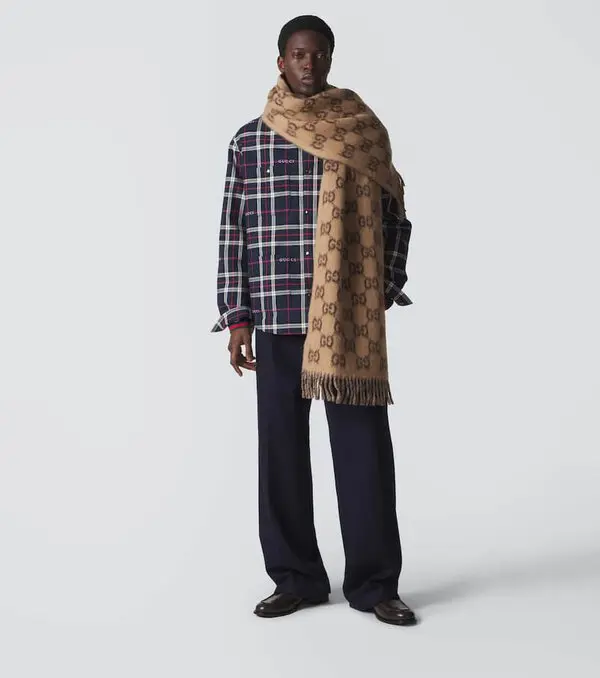 Gucci Gg Fringed Scarf - Neutrals
