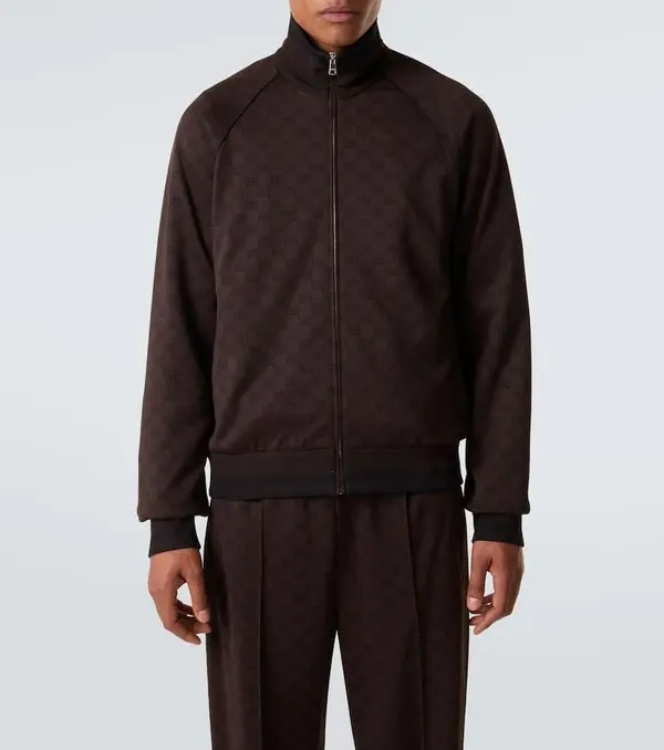 Gucci Gg Jacquard Track Jacket - Brown