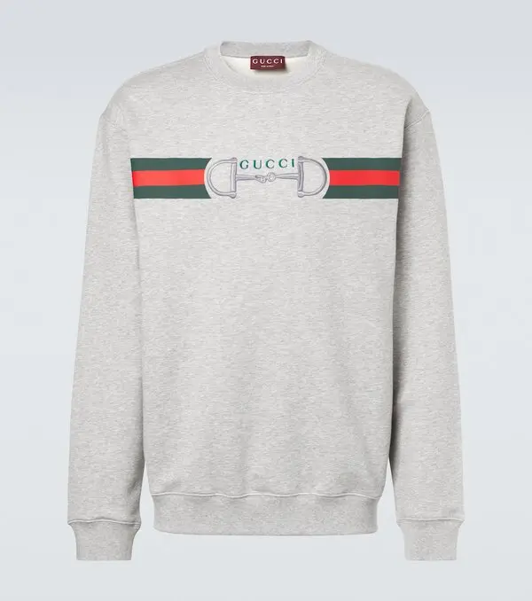 Gucci Web Stripe Cotton Sweatshirt - Grey