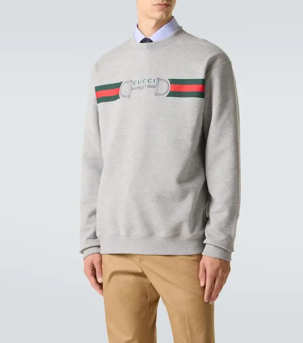 Gucci Web Stripe Cotton Sweatshirt - Grey