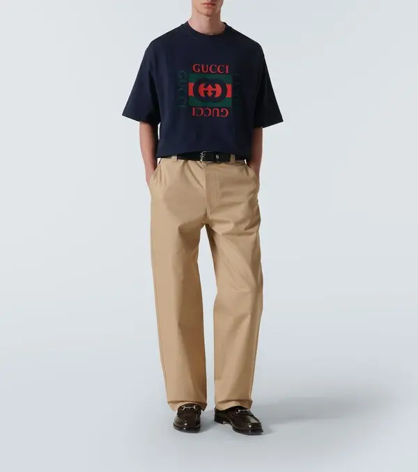 Gucci Logo Cotton Jersey T-shirt - Blue