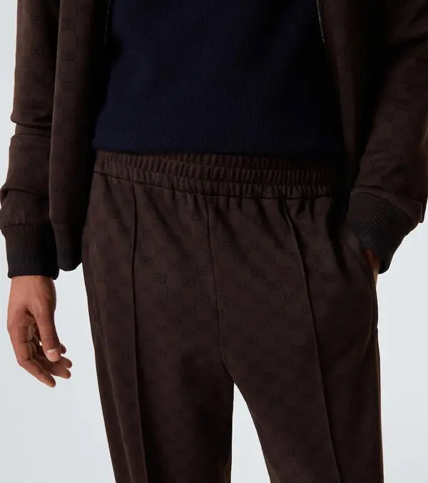 Gucci Gg Jacquard Track Pants - Brown