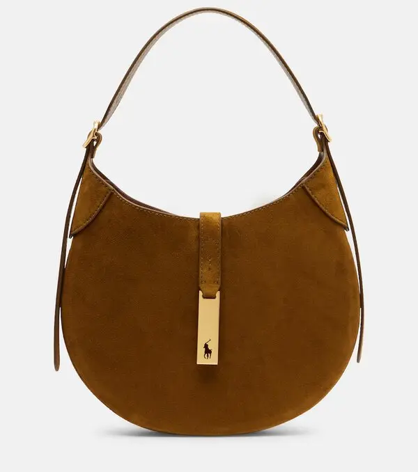 Polo Ralph Lauren Polo Id Small Suede Shoulder Bag - Brown