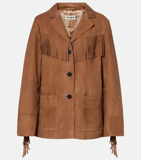 Rixo Fringed Suede Jacket - Brown
