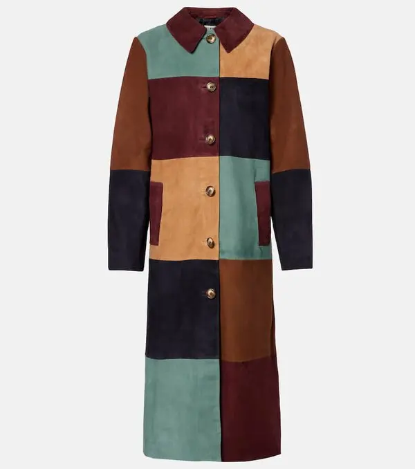 Rixo Patchwork Suede Coat