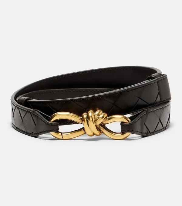 Bottega Veneta Knot Intrecciato Leather Belt - Brown