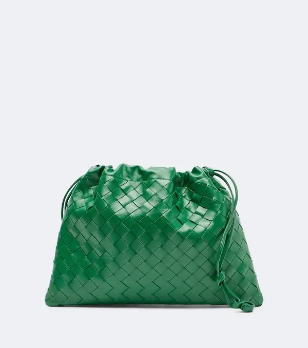 Bottega Veneta Intrecciato Medium Leather Pouch - Green