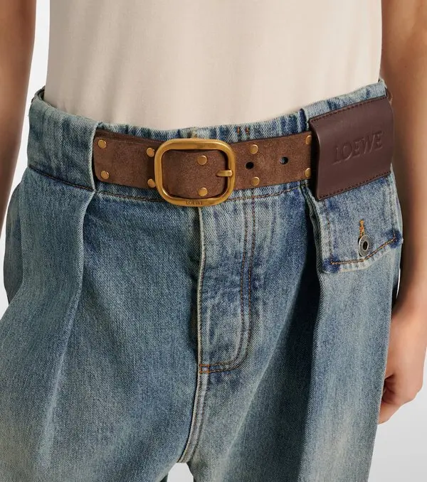 Loewe Studded Suede Belt - Brown