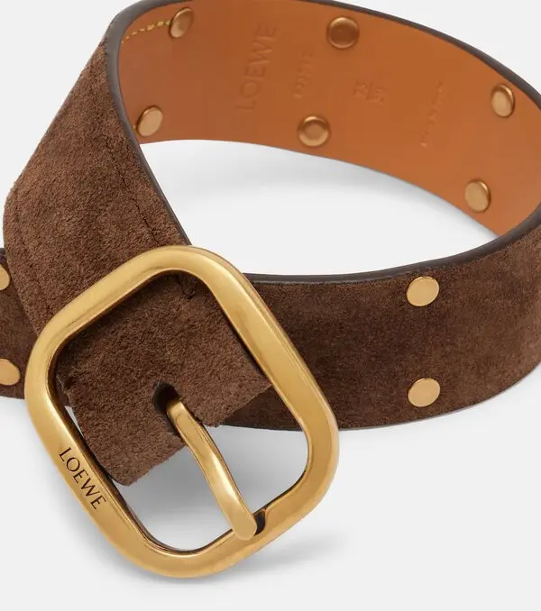 Loewe Studded Suede Belt - Brown