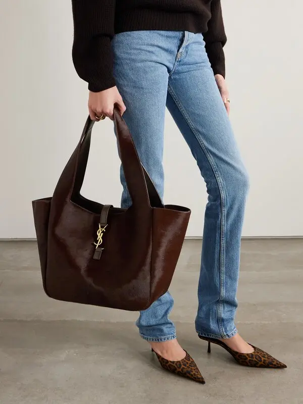 Saint Laurent Le 5 À 7 Bea Pony Hair Tote - Brown